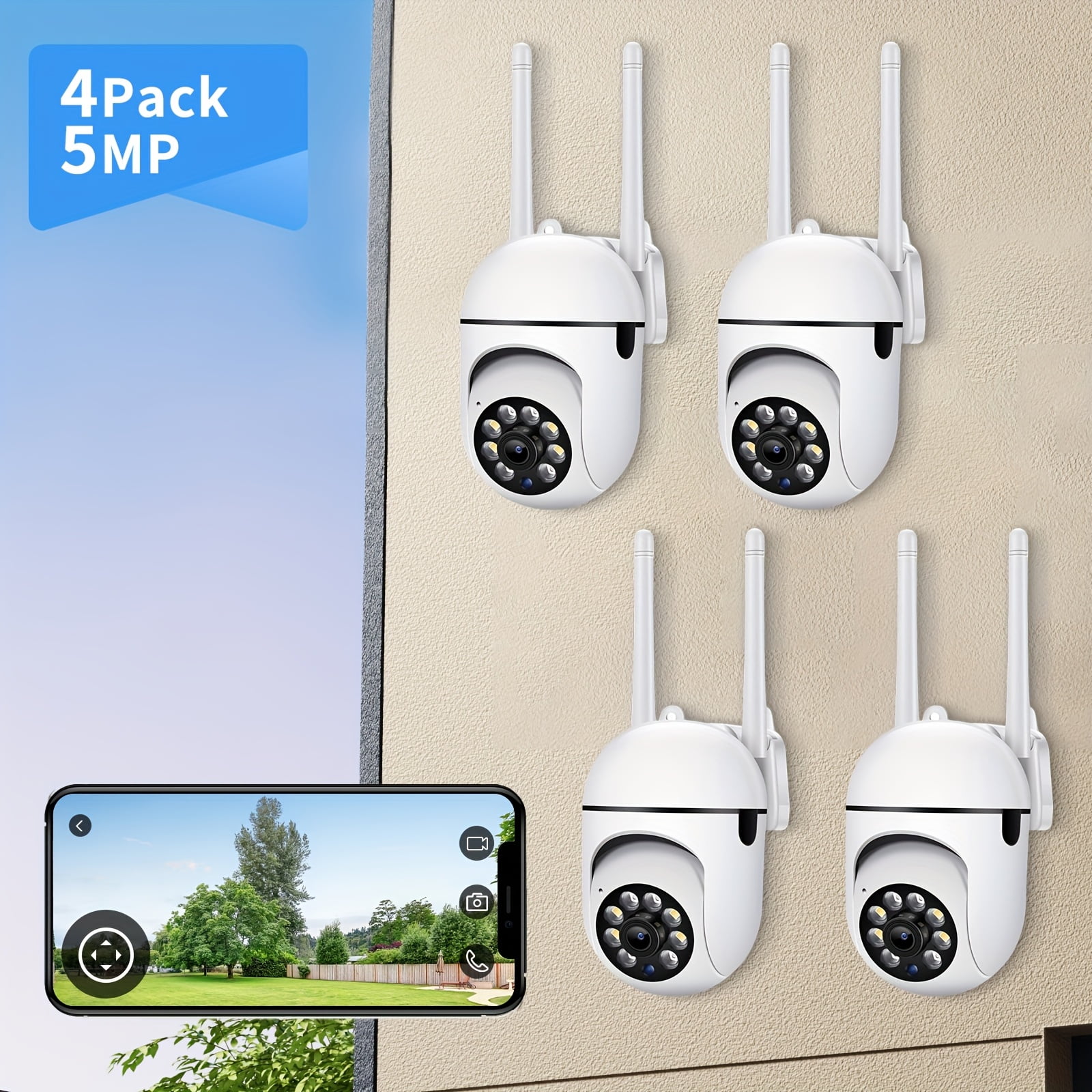 4pcs 1080P Wireless Dome Security Cameras Outdoor, 360° Pan-Tilt 2-Way ...