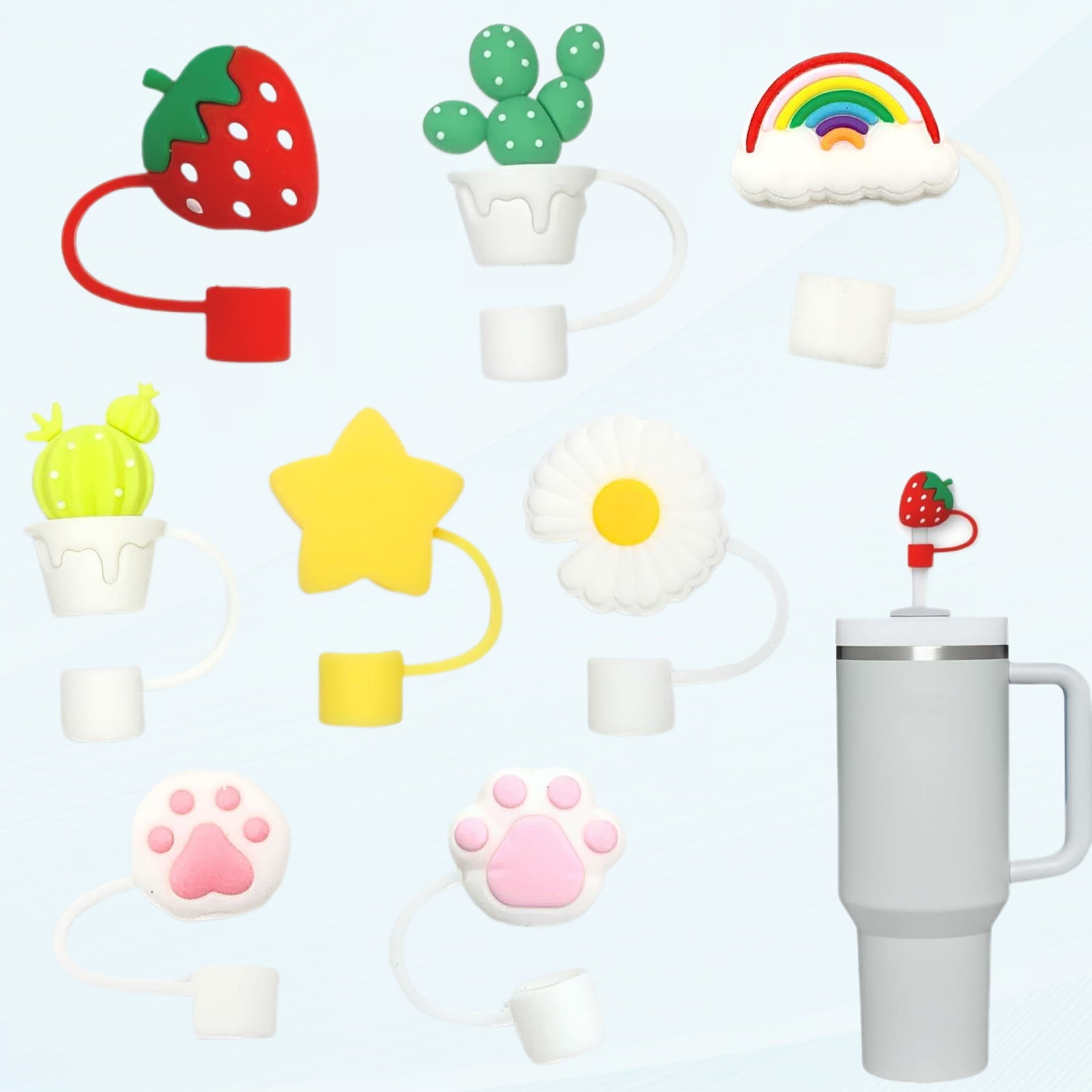 4pcs 10mm Flower Straw Covers Compatible with Stanley 30 and 40oz ...