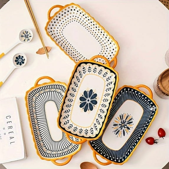 4pcs 12-Inch Double-Ear Long Fish Plates – Nordic Style Creative ...