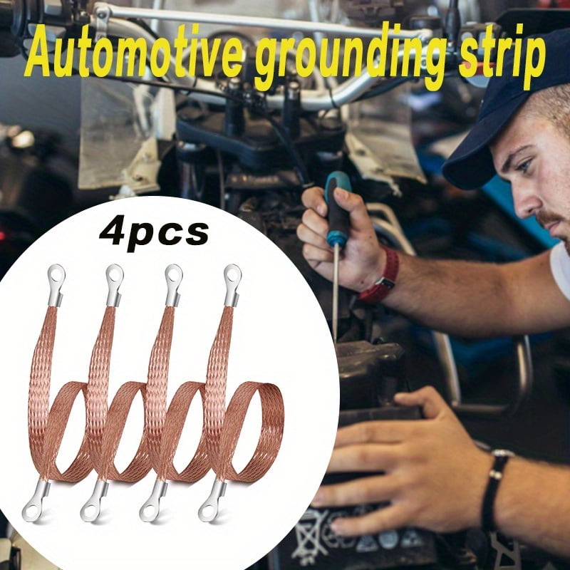 4pcs 12 inch x 1/2 inch Braided Grounding Strips | Tin Plated Copper ...