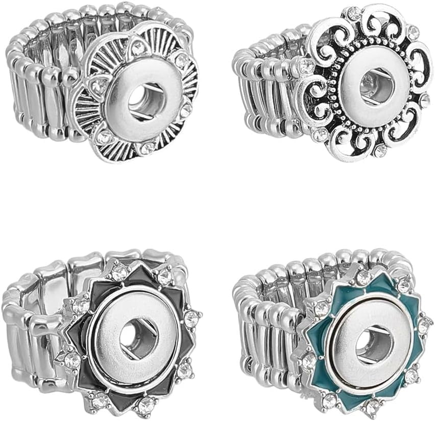 4pcs 12mm Snap Buttons Rings Charms Adjustable Snap Ring Metal Ring ...