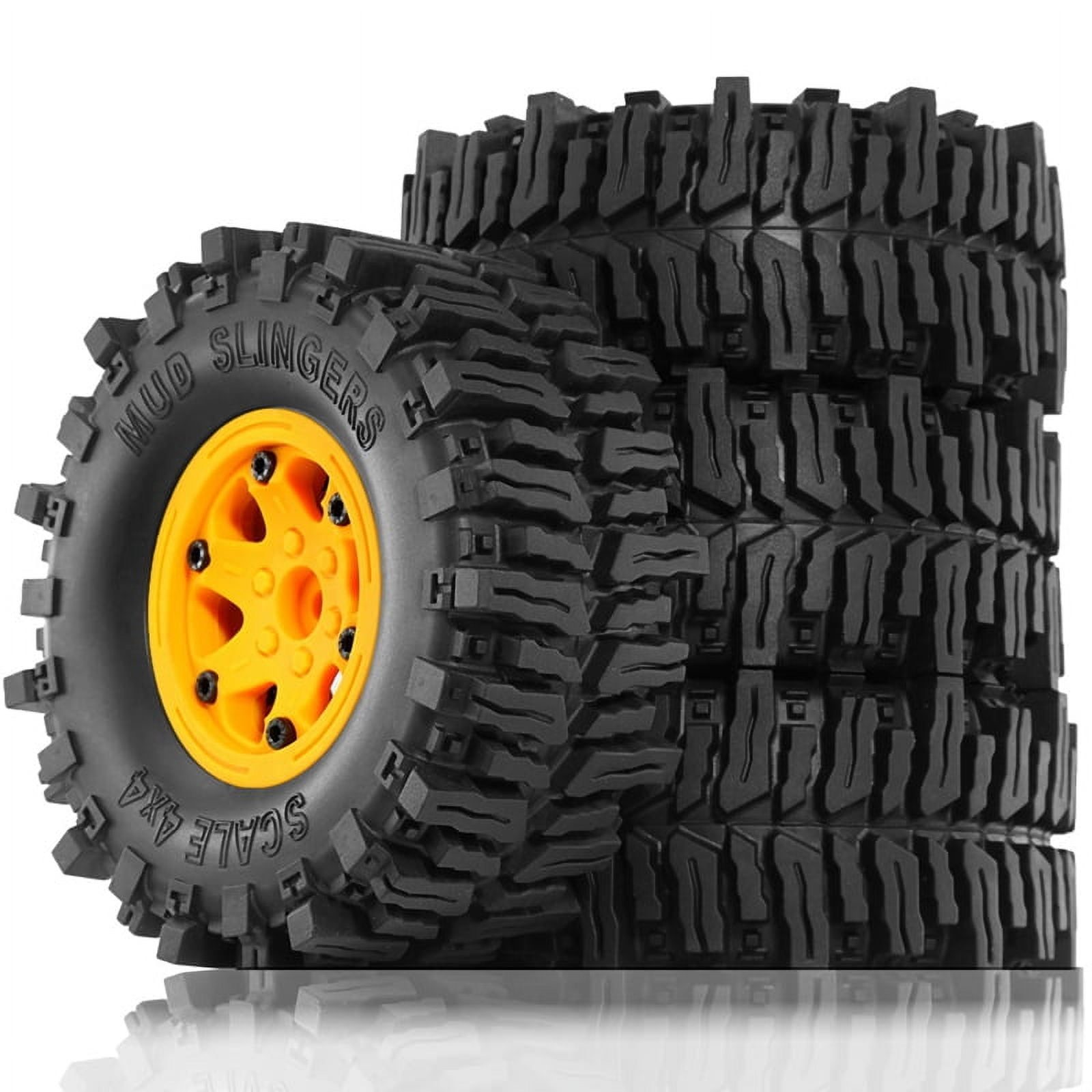 4pcs 130mm 2.2Inch Beadlock Wheel Rim Rubber Tire Set for 1/10 RC ...