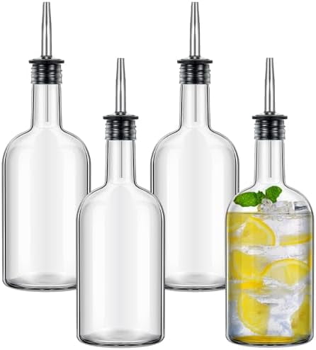 4pcs 17oz Glass Long Neck Bottles Glass Pour Liquor Bottles Bar Juice ...