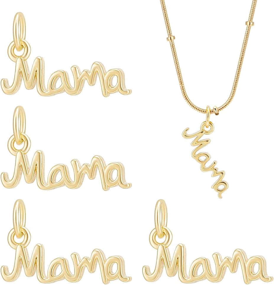 4pcs 18K Real Gold Plated Brass Mama Charms Golden Mama Charms with ...