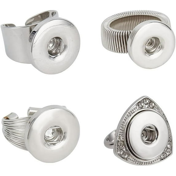 4pcs 18mm Snap Buttons Rings Jewelry Adjustable Snap Ring Charms Metal ...