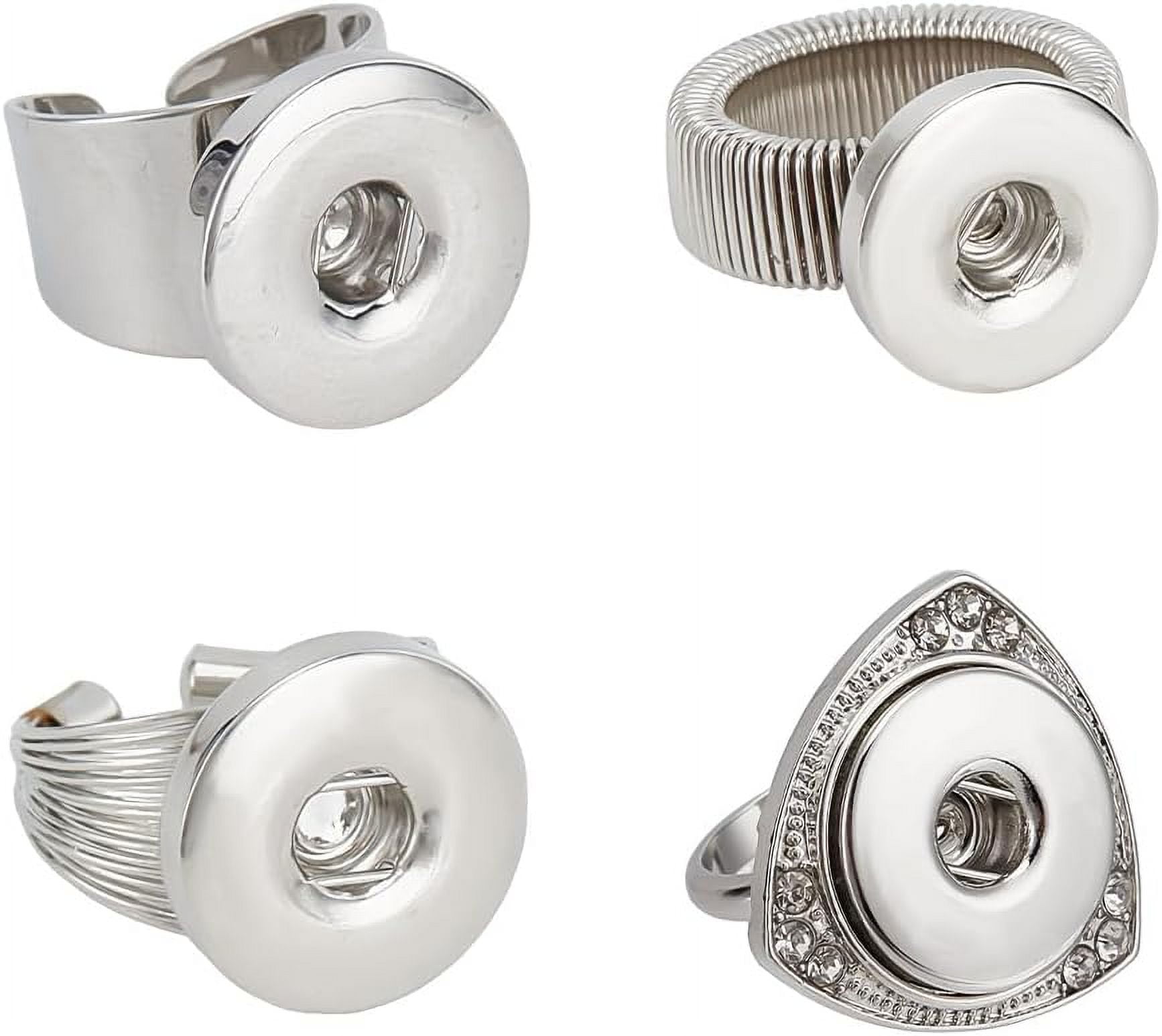 4pcs 18mm Snap Buttons Rings Jewelry Adjustable Snap Ring Charms Metal ...