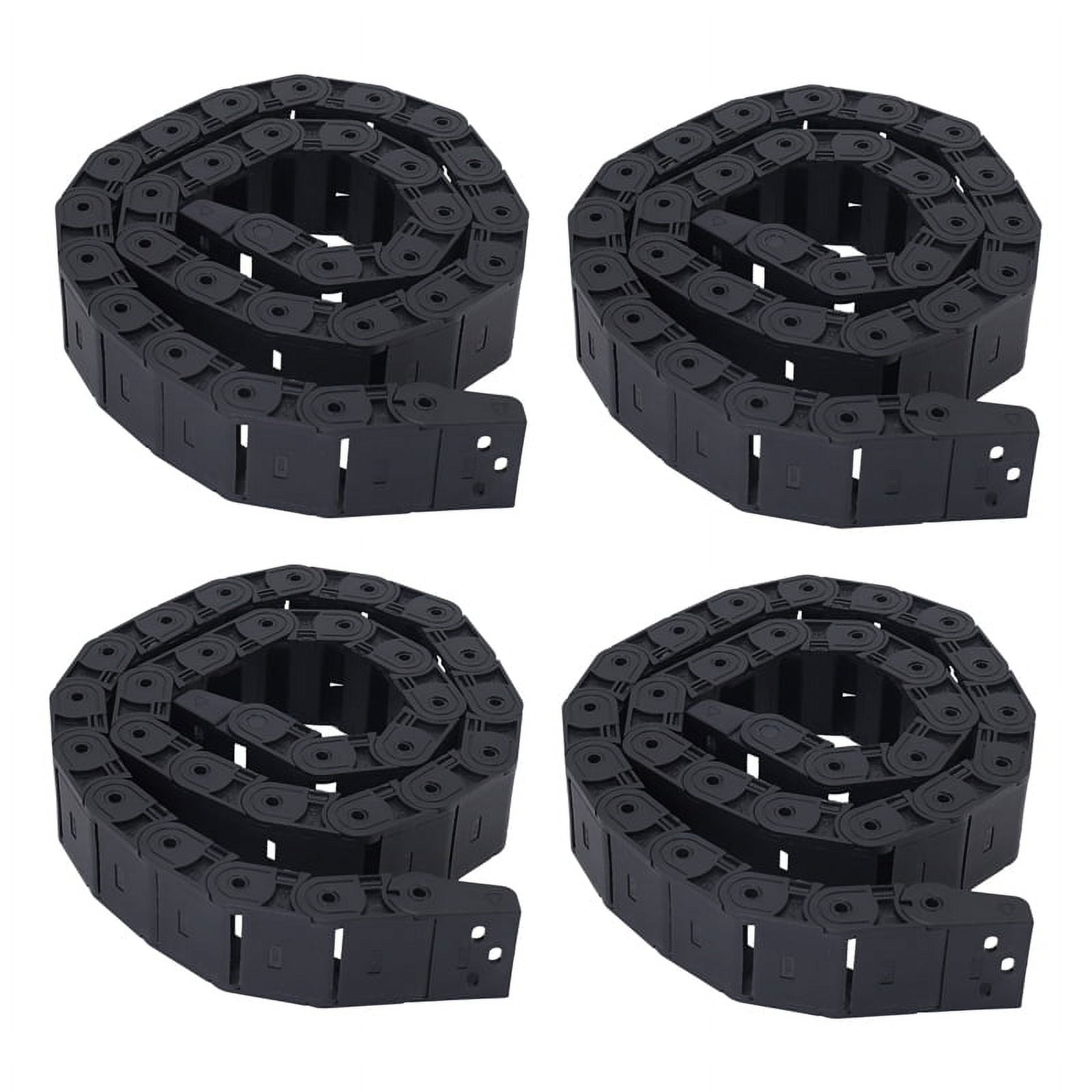 4pcs 18mm x 37mm Black Flexible Semi Enclosed Cable Drag Chain 1M 39.4 ...