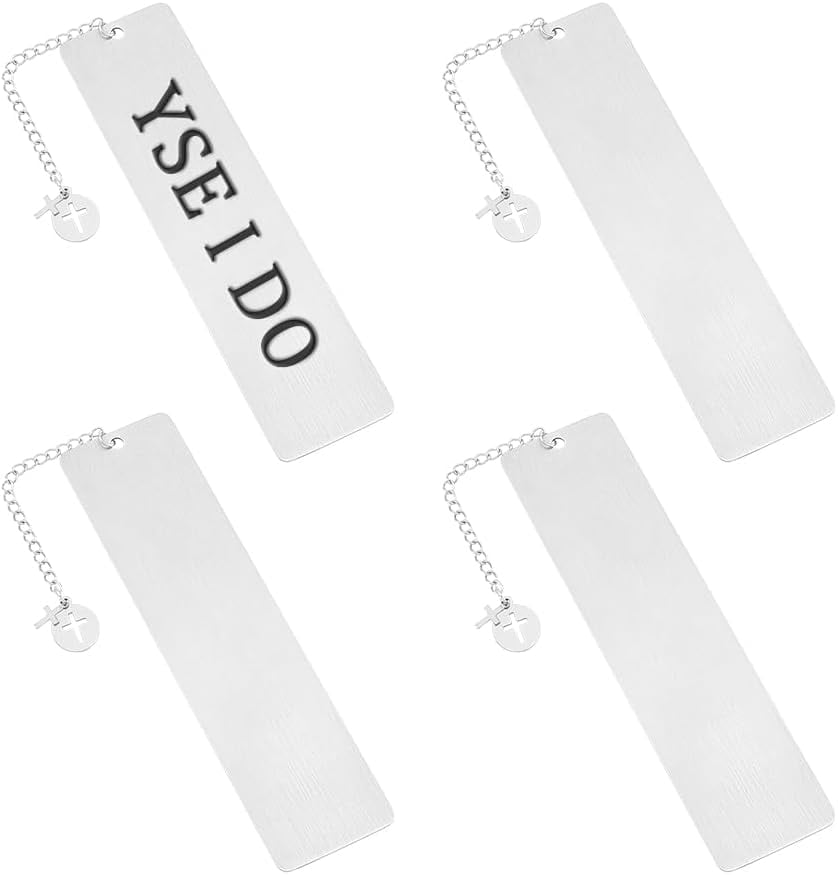 4pcs 19.9cm Blank Bookmarks Stainless Steel Rectangle Carving Bookmark ...