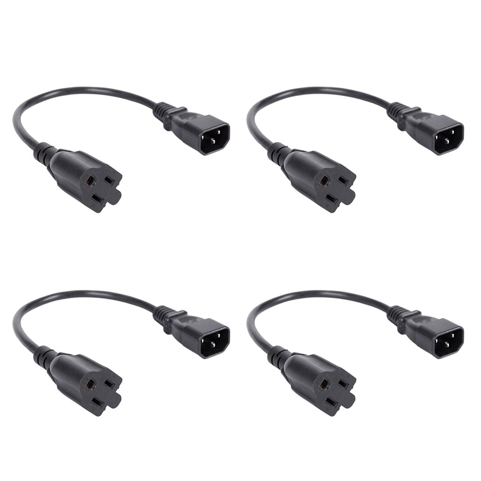 4pcs 1Ft IEC 320 C14 Male Plug to NEMA 5-15R 3 Female PC Adapter Cable ...