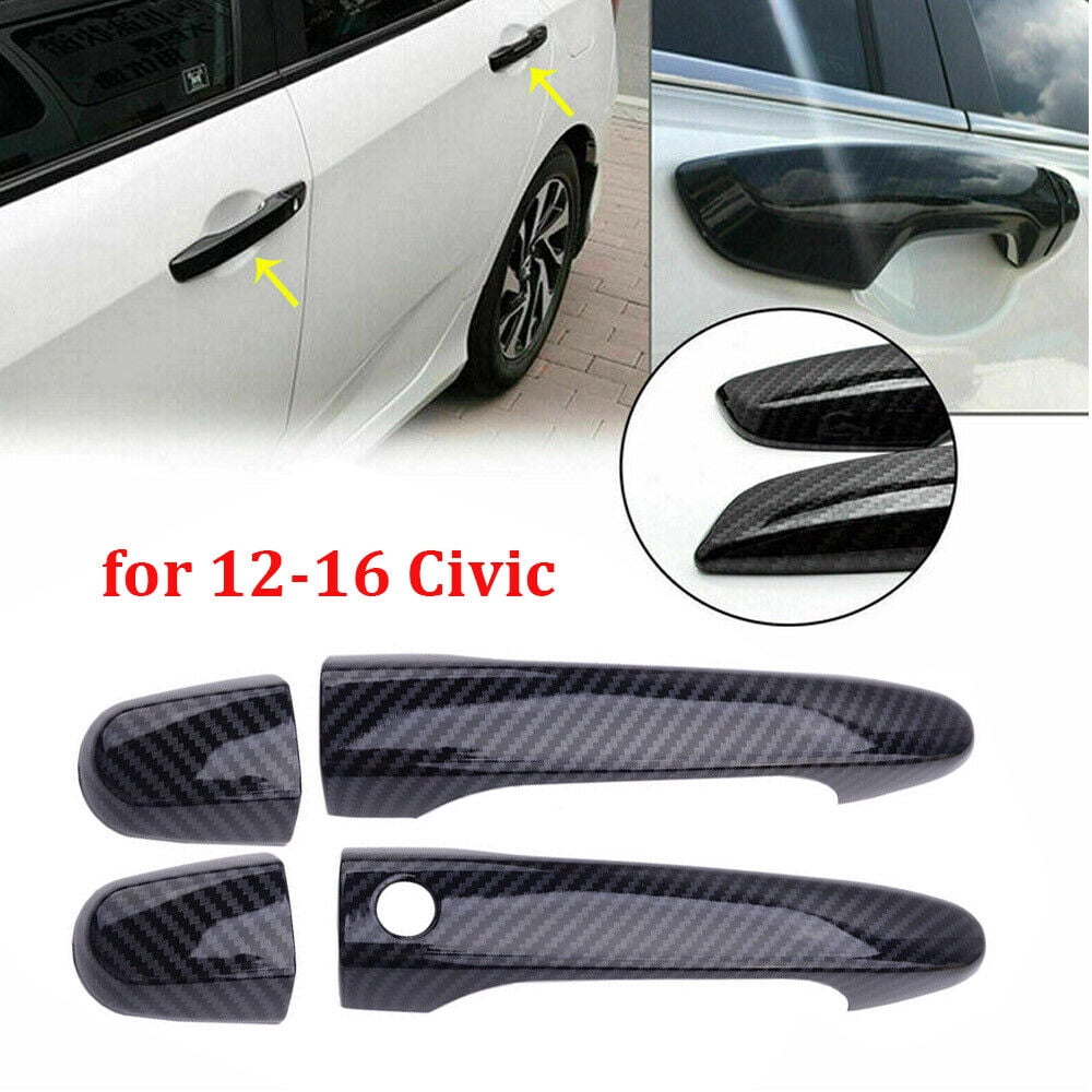 4pcs 1Set For 12-16 Civic Door Handles Cover Carbon Fiber Glossy ...