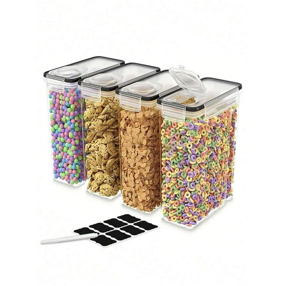 4pcs/2.5L Airtight Food Storage Containers With Labels Kitchen ...
