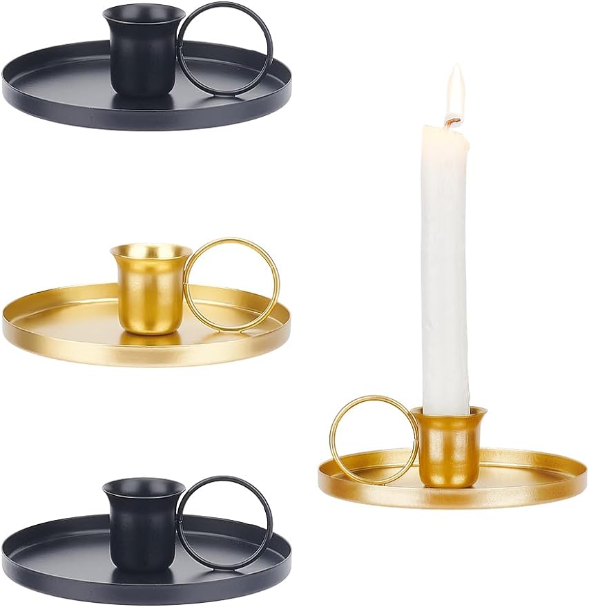 4pcs 2 Colors Candlestick Candle Holders Iron Candle Round Candlestick ...
