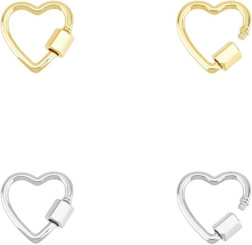 4pcs 2 Colors Screw Carabiner Lock Metal Screw Lock Clip Heart Lock Key ...