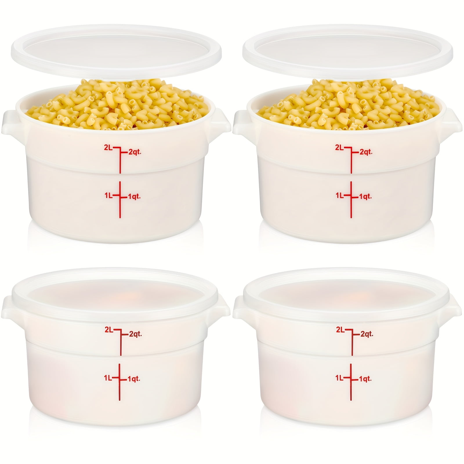 4pcs 2 Quart Round PP Food Storage Containers with Lids - Translucent ...