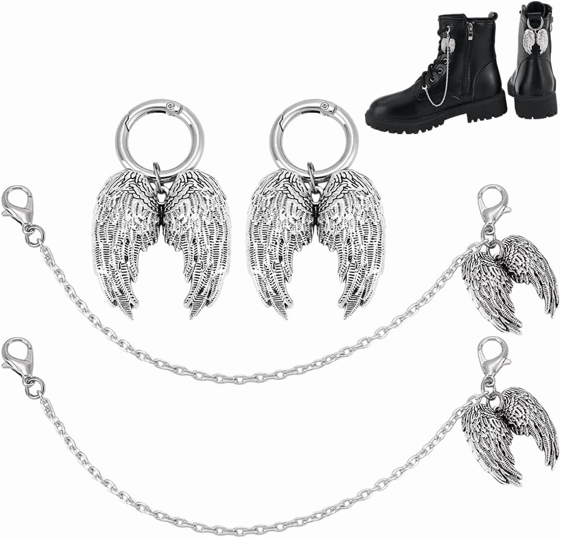 4pcs 2 Styles Punk Shoe Charms Shoelace Charms Chains Goth Shoe Charm ...