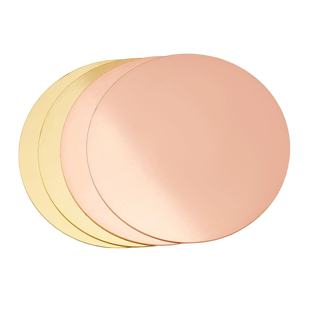 4pcs 2 Styles Pure Copper Plate 4 inch Brass Round Sheet 18 Gauge 1mm ...