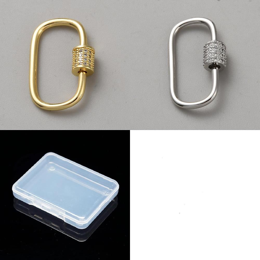 4pcs 2 colors Brass Micro Pave Clear Cubic Zirconia Screw Carabiner ...