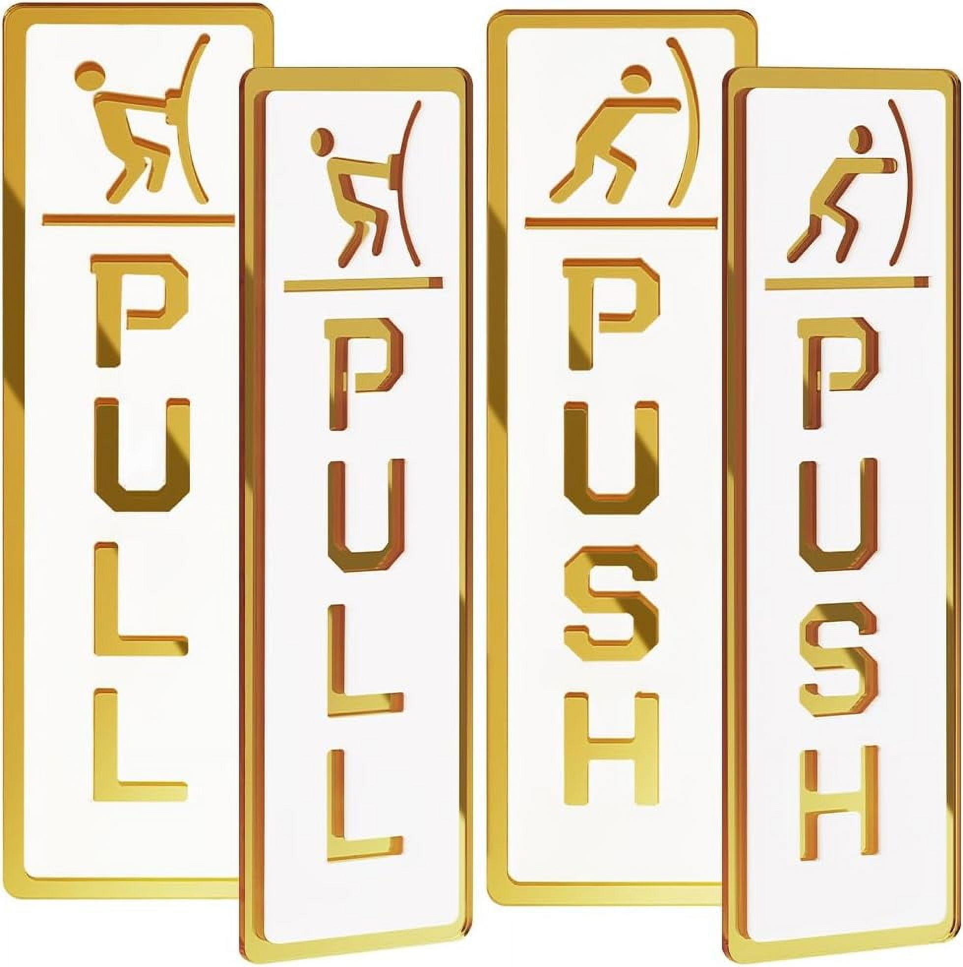 4pcs 2 styles Self Adhesive Acrylic Door Signs Rectangle with Word PUSH ...