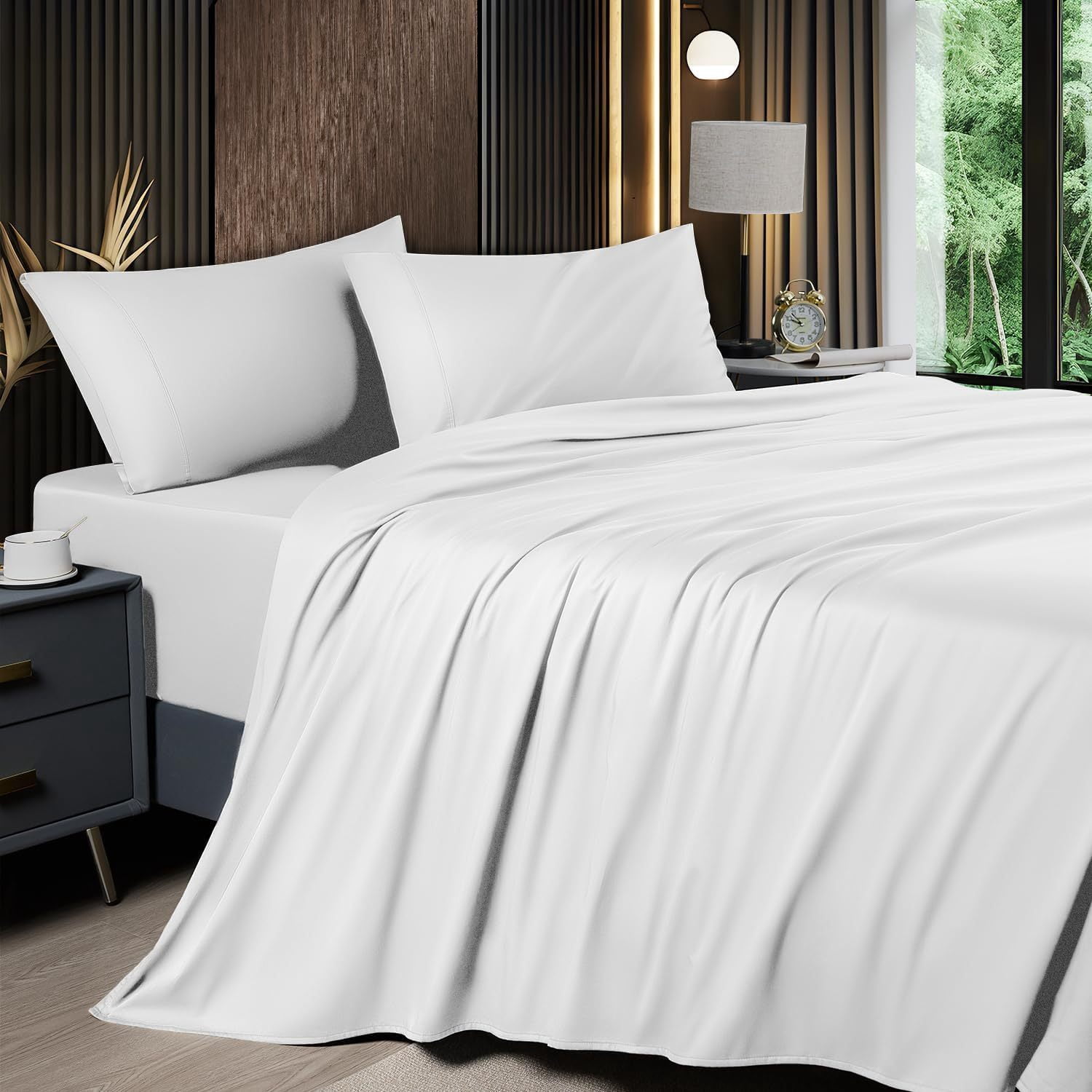 4pcs 2000TC Cooling Bamboo Bed Sheet Set Summer Chill Collection - 16 ...