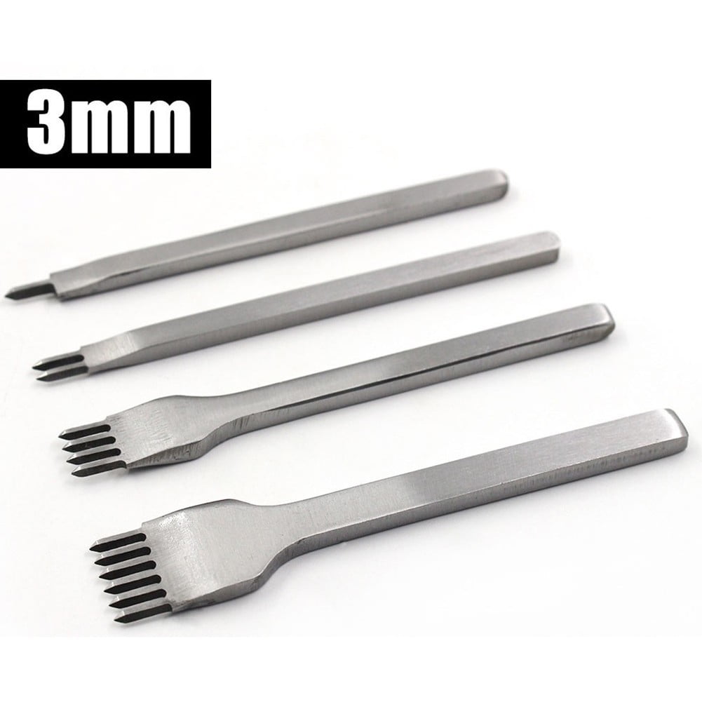 4pcs 3/4/5/6mm Leather Spacing Punch Tool Hole Punches Tool Lacing Stitching Sewing DIY Leather ...