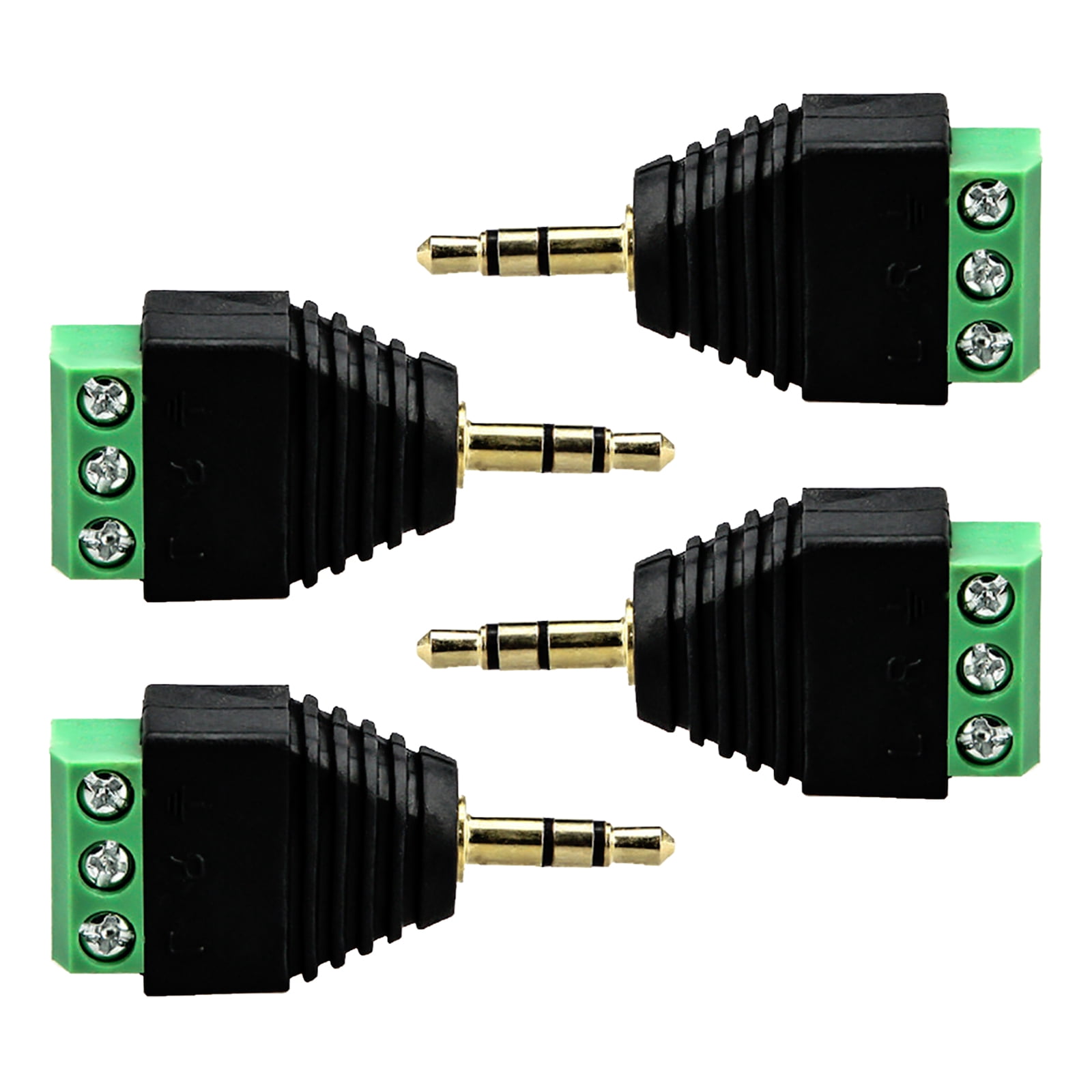 4pcs 3.5mm 3 Poles Male To 3 Screw Terminals Female Converter Stereo ...