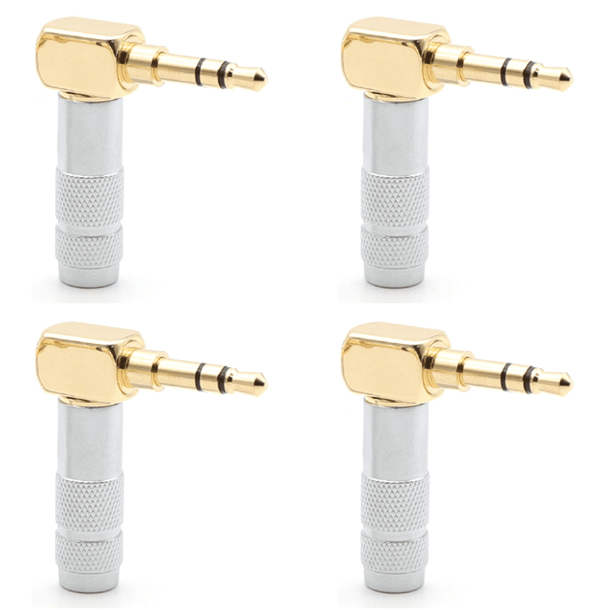 4pcs 3.5mm L Shape Jack Gold Plated 90 Degree Angle Audio Connector ...