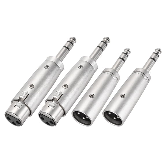 4pcs 3 Pin TRS 6.35mm Male to XLR Male+XLR Female Adapter for ...