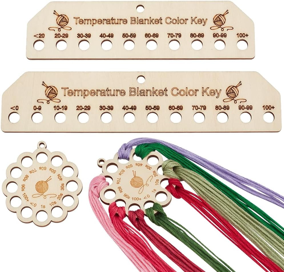 4pcs 3 Sizes Wooden Embroidery Floss Organizer 12-Holes with Numbers ...