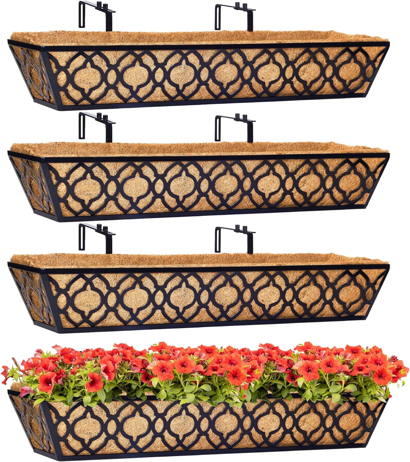 4pcs 30" Window Boxes Horse Trough with Coconut Coir Liner, 30 Inch ...