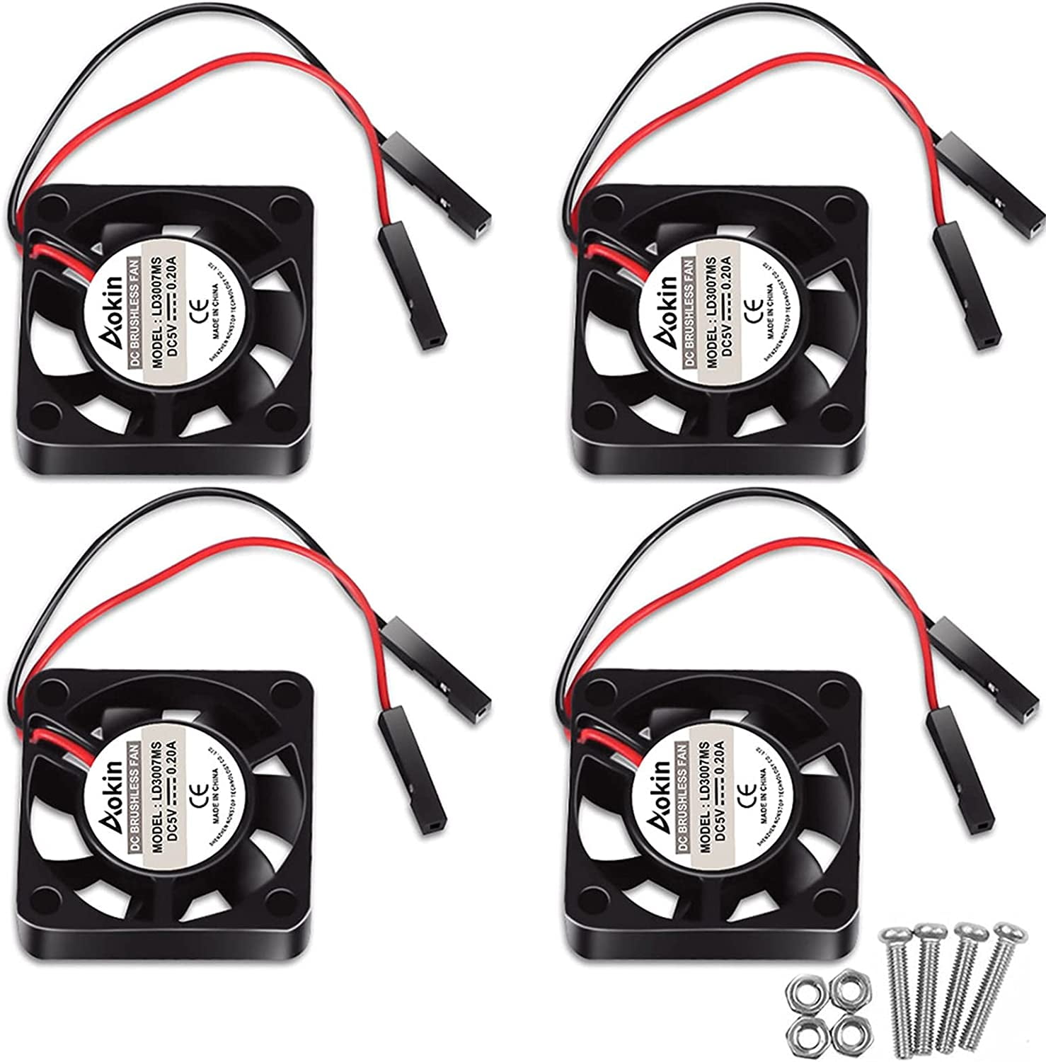 4pcs 3007 Fan Black for Raspberry Pi 4 Fan 30x30x7mm Pi Brushless ...