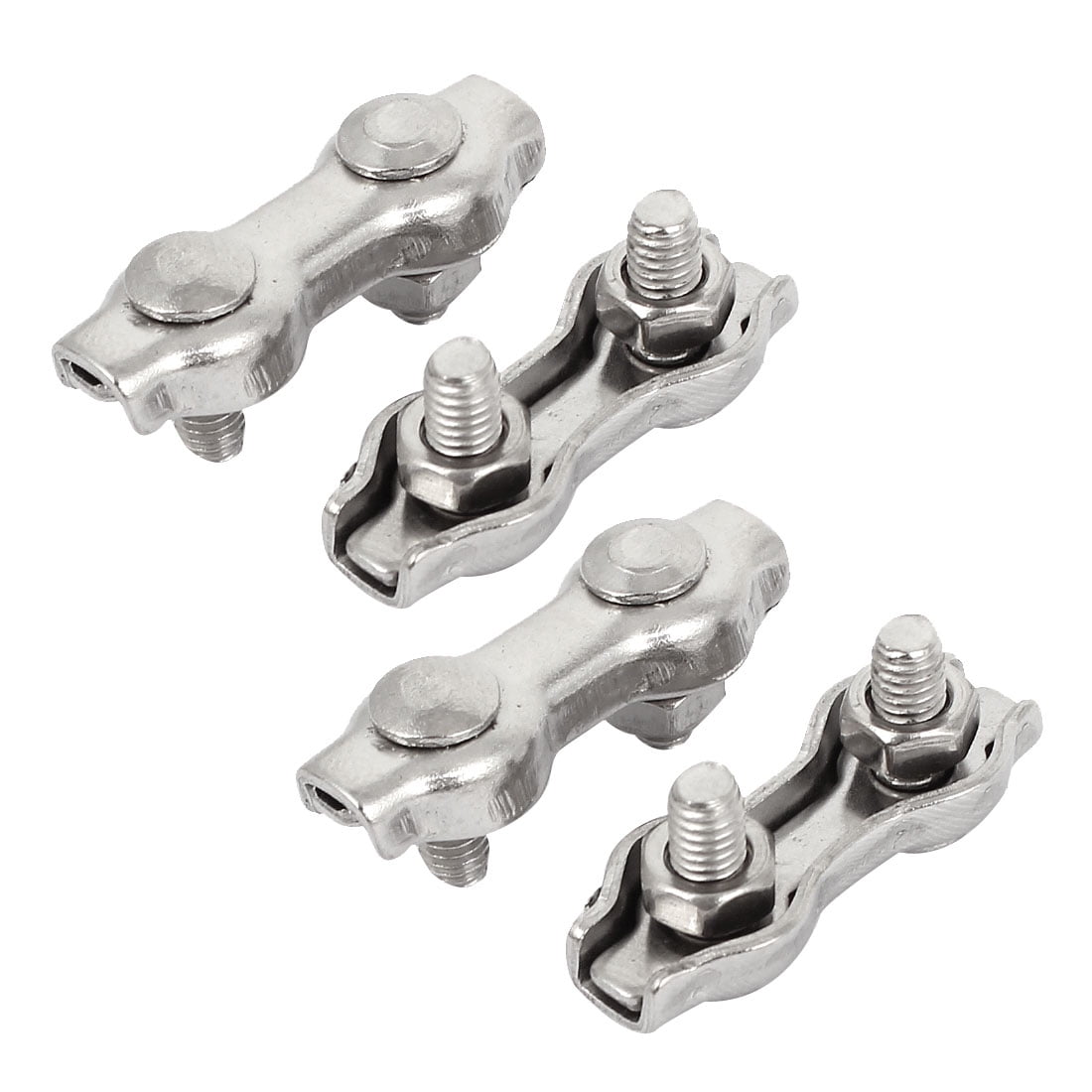 4pcs 304 Stainless Steel Double 2-Post 2mm Diameter Wire Rope Clip ...