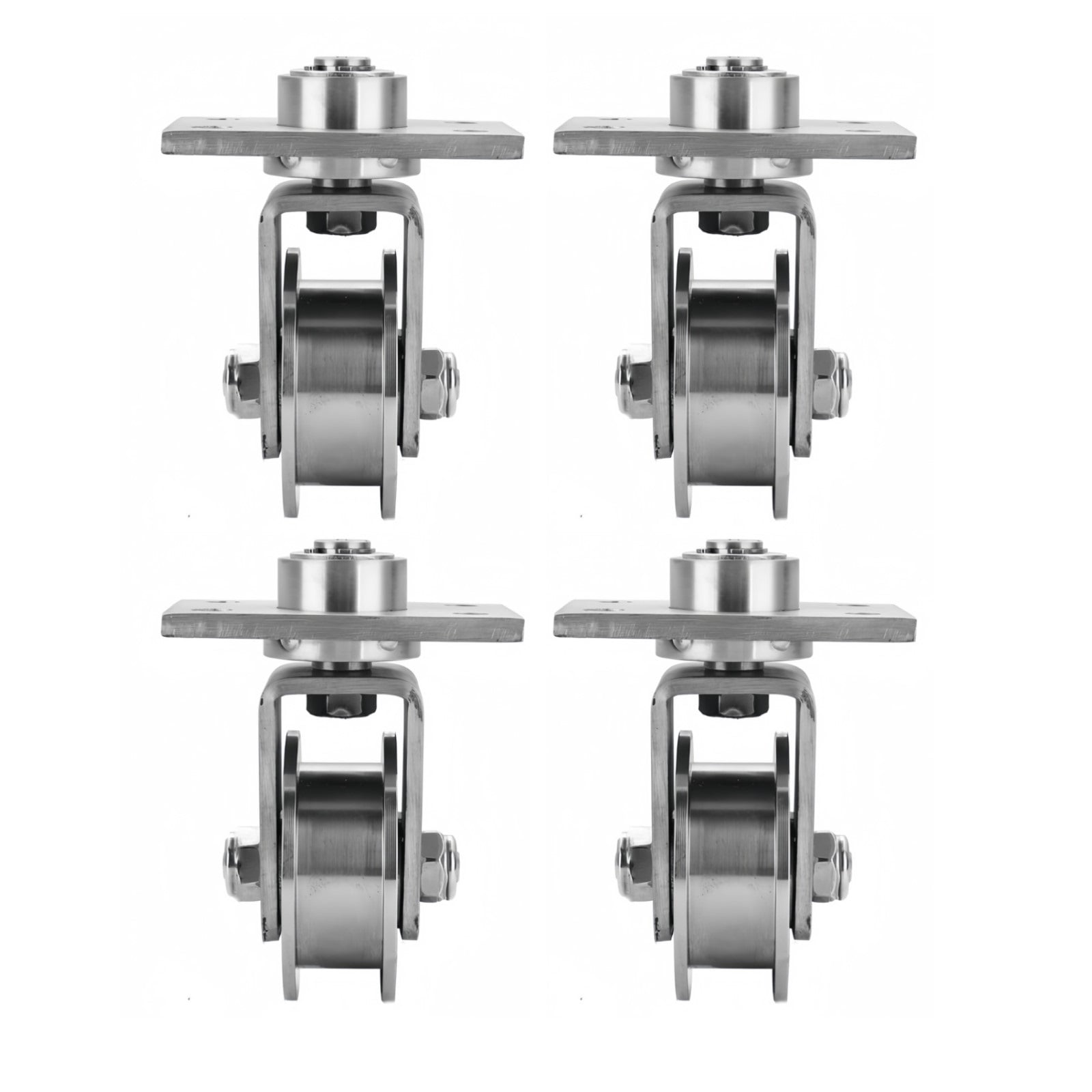 4pcs 304 Stainless Steel H Groove Swival Track Roller with Plate 3 Inch ...