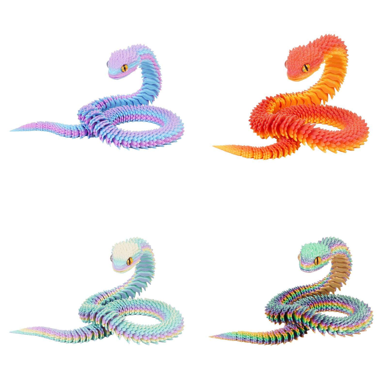 4pcs 3D Printed Animals Snake Toys 3D Printed Articulated Snake 3D ...