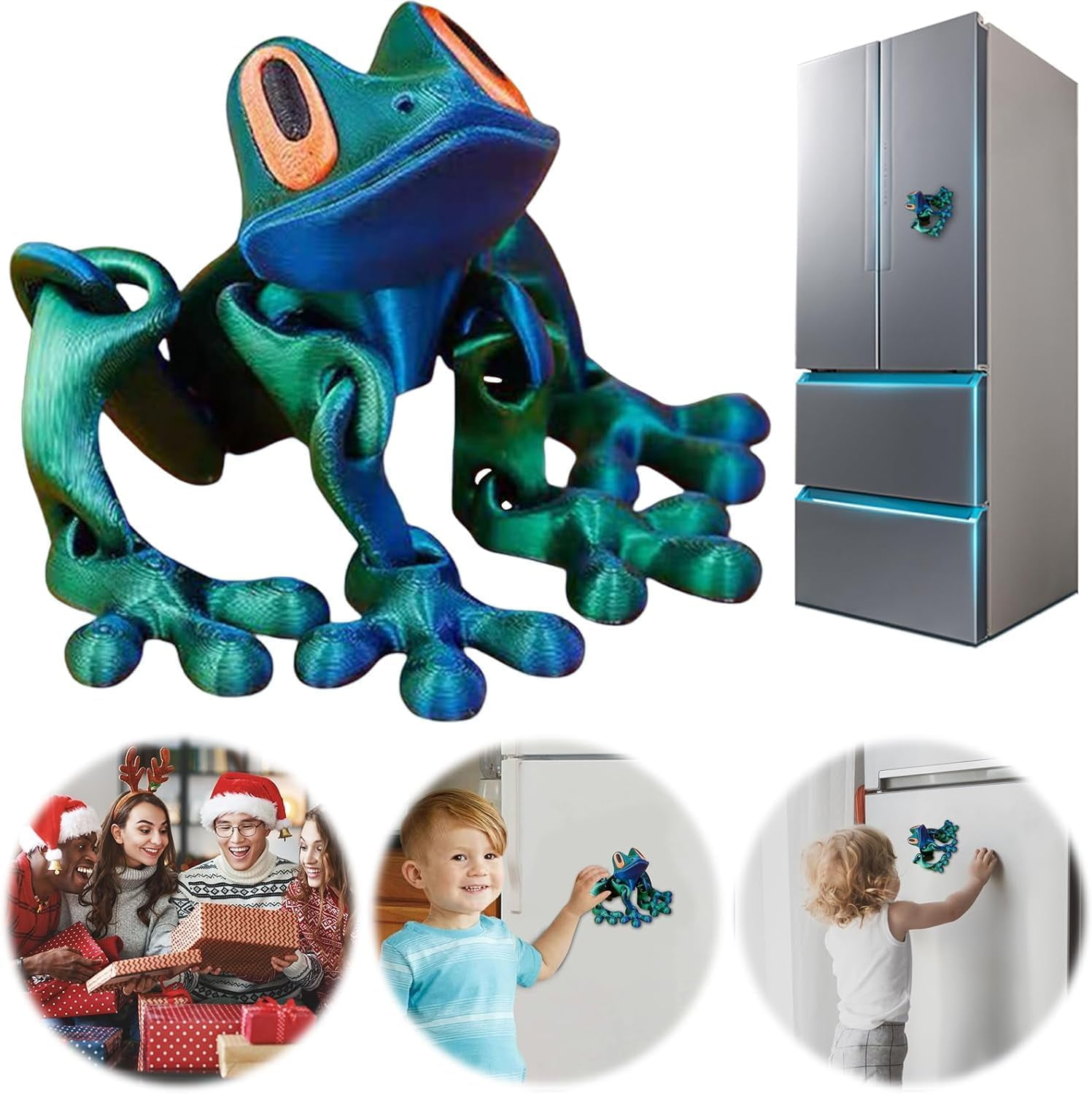 4pcs 3D Printed Magnetic Frog, 3DPrinted Frog Fridge Magnets ...