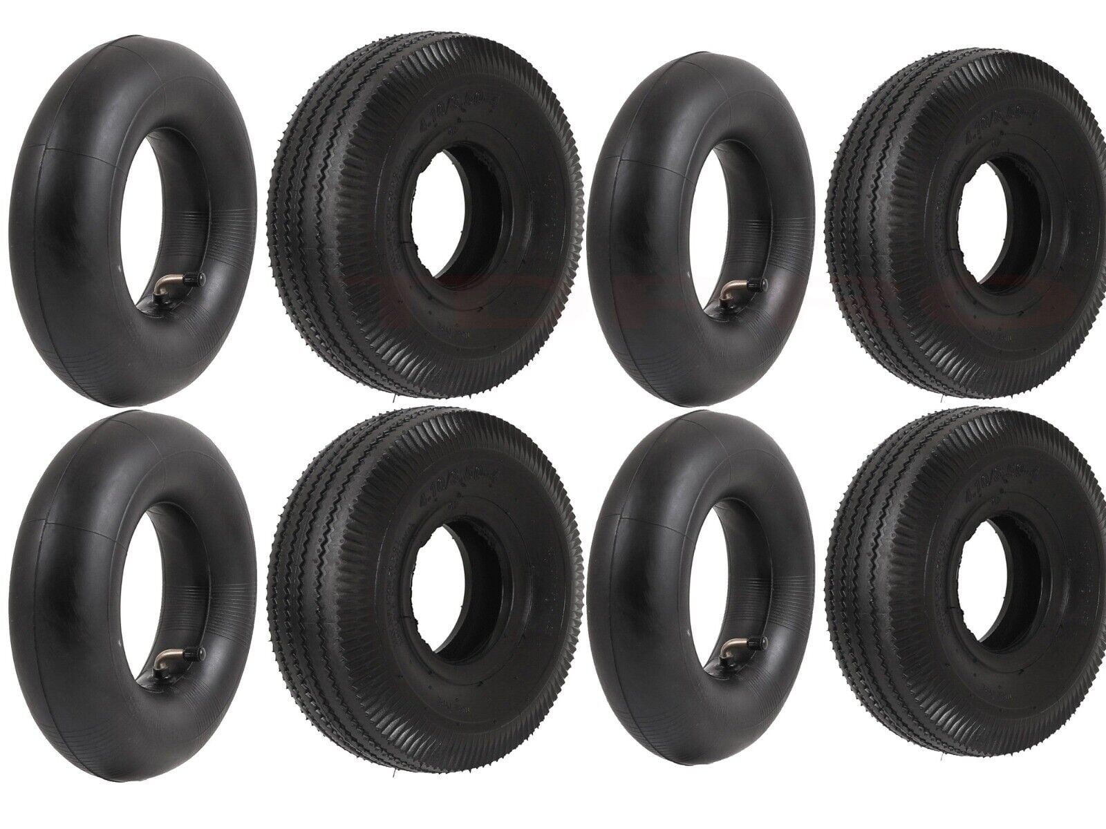 4pcs 4.10/3.50-4 410/350-4 Tire + Tube For ATV Trolley Wagon Cart 4.10 ...