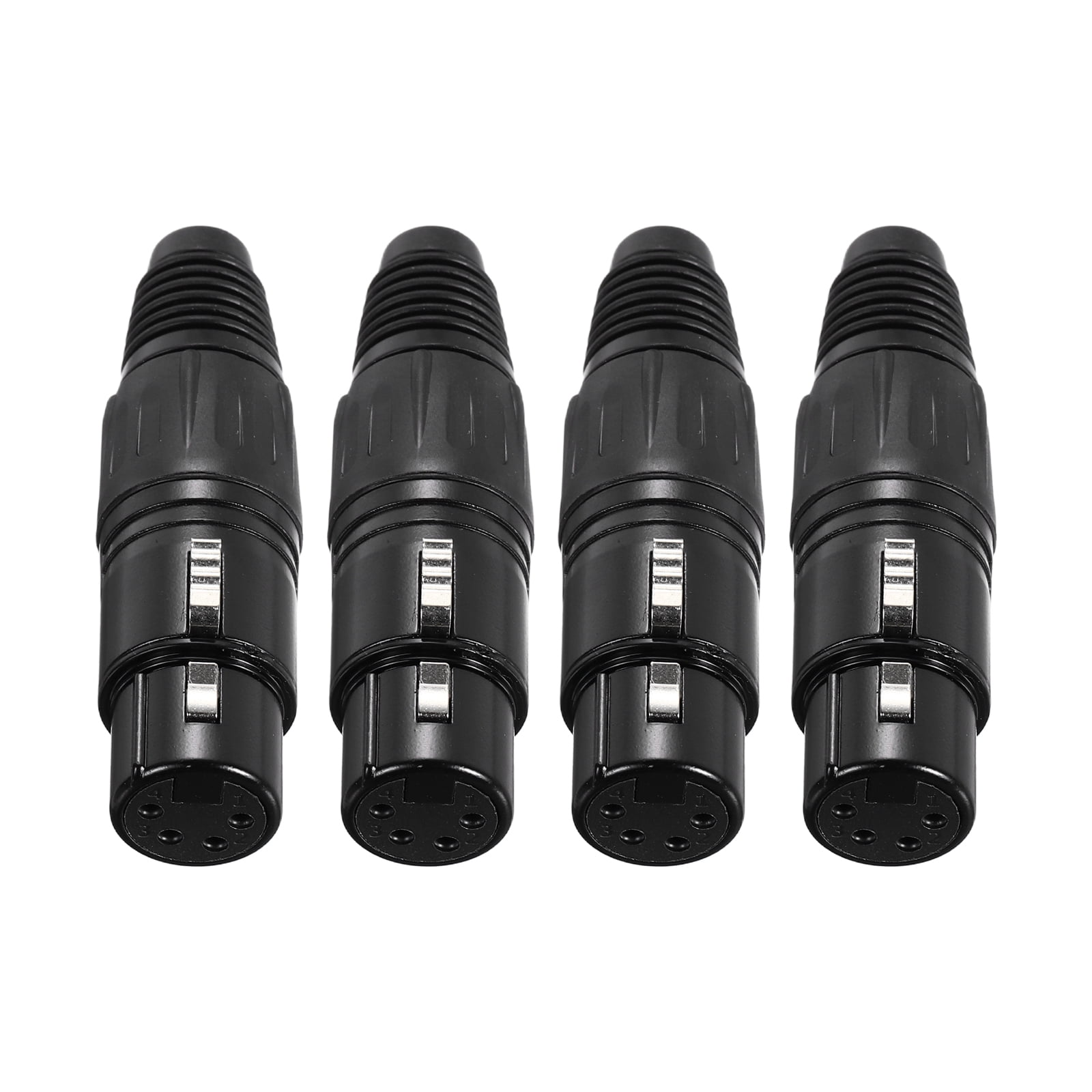 4pcs 4 Pin XLR Female Connector, Microphone Audio Cable Plug Mic Socket ...