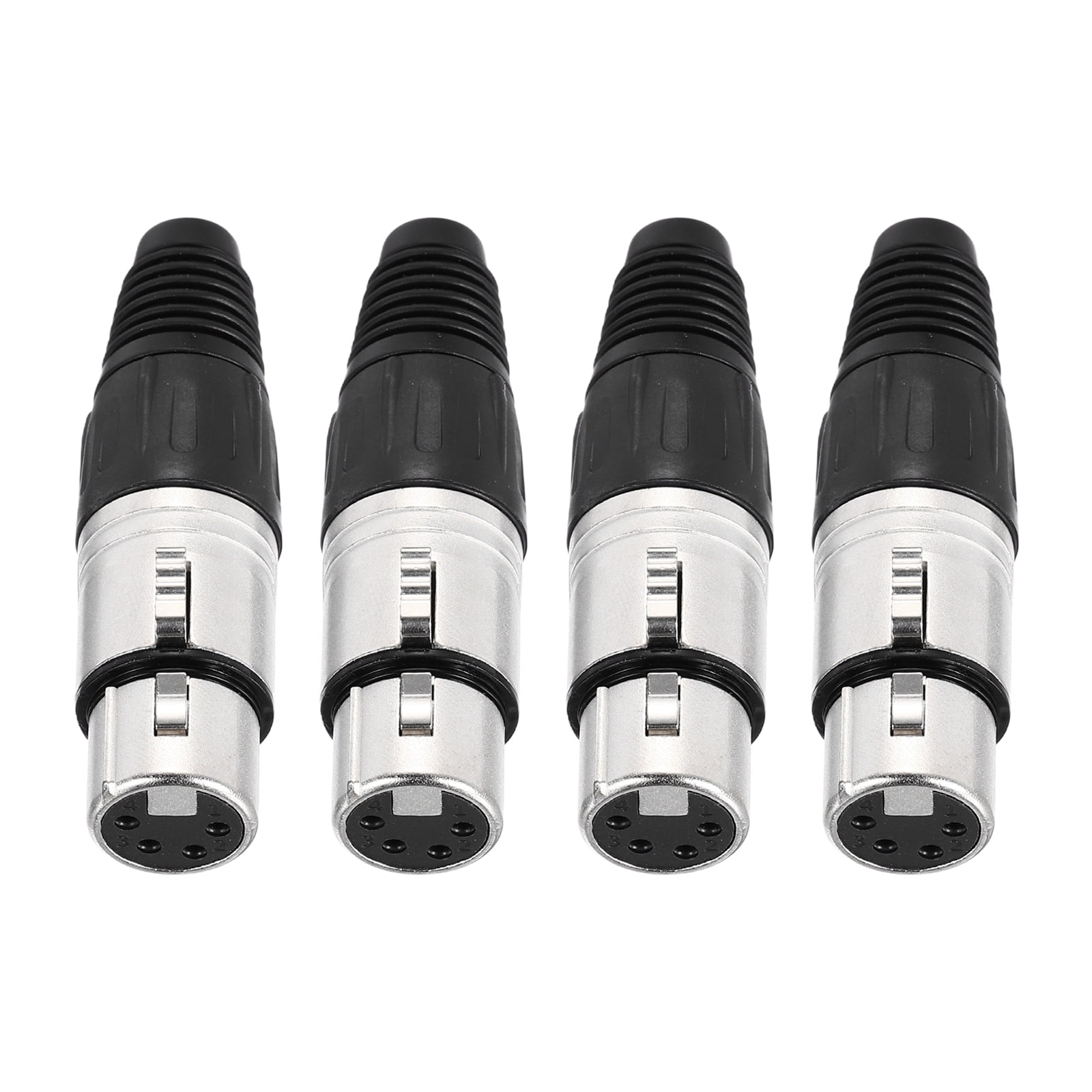 4pcs 4 Pin XLR Female Connector, Microphone Audio Cable Plug Mic Socket ...