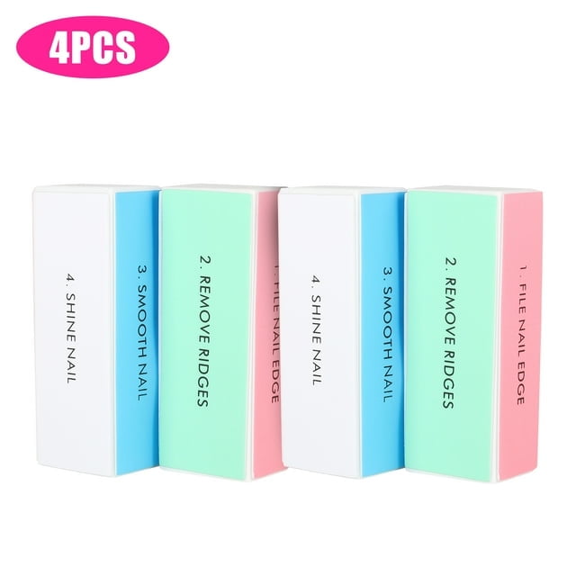 4pcs 4 Way Nail Buffer Block, Nail File with 4 Step Buffing, Nail Art ...