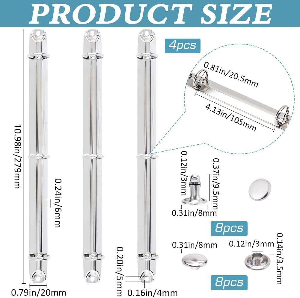 4pcs 4 sets Notebook 3 Ring Binder Mechanism Replacement Kit 3 O Rings ...