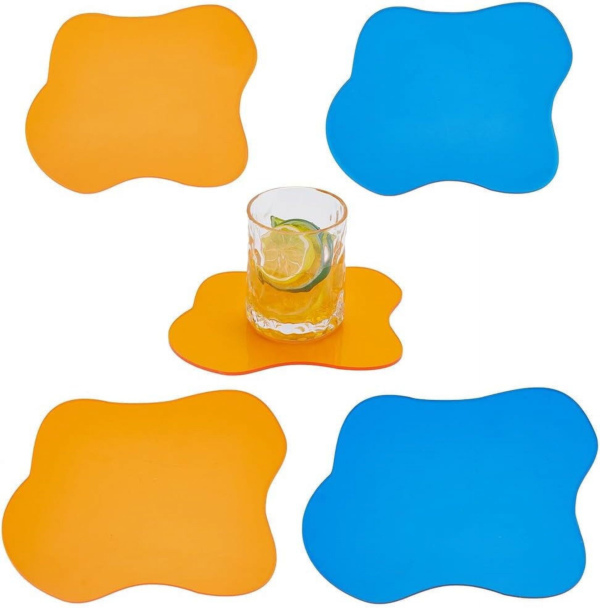 4pcs 4 style Opaque Acrylic Cup Mats Irregular Shape Coasters Mixed ...
