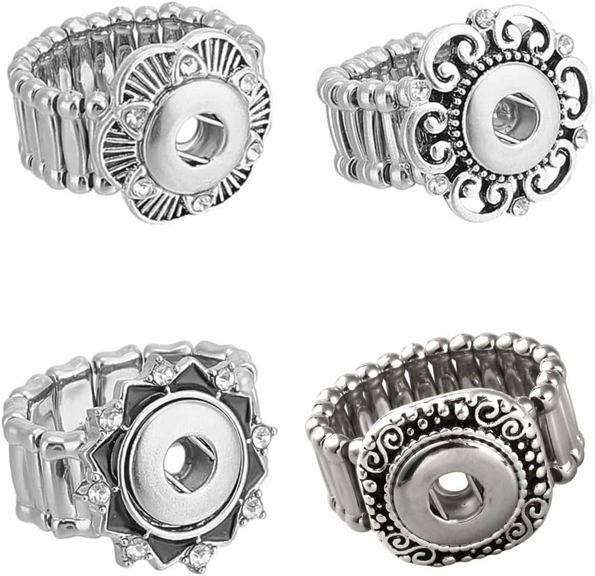 4pcs 4 styles Adjustable Alloy Enamel Snap Ring Components with Snaps ...