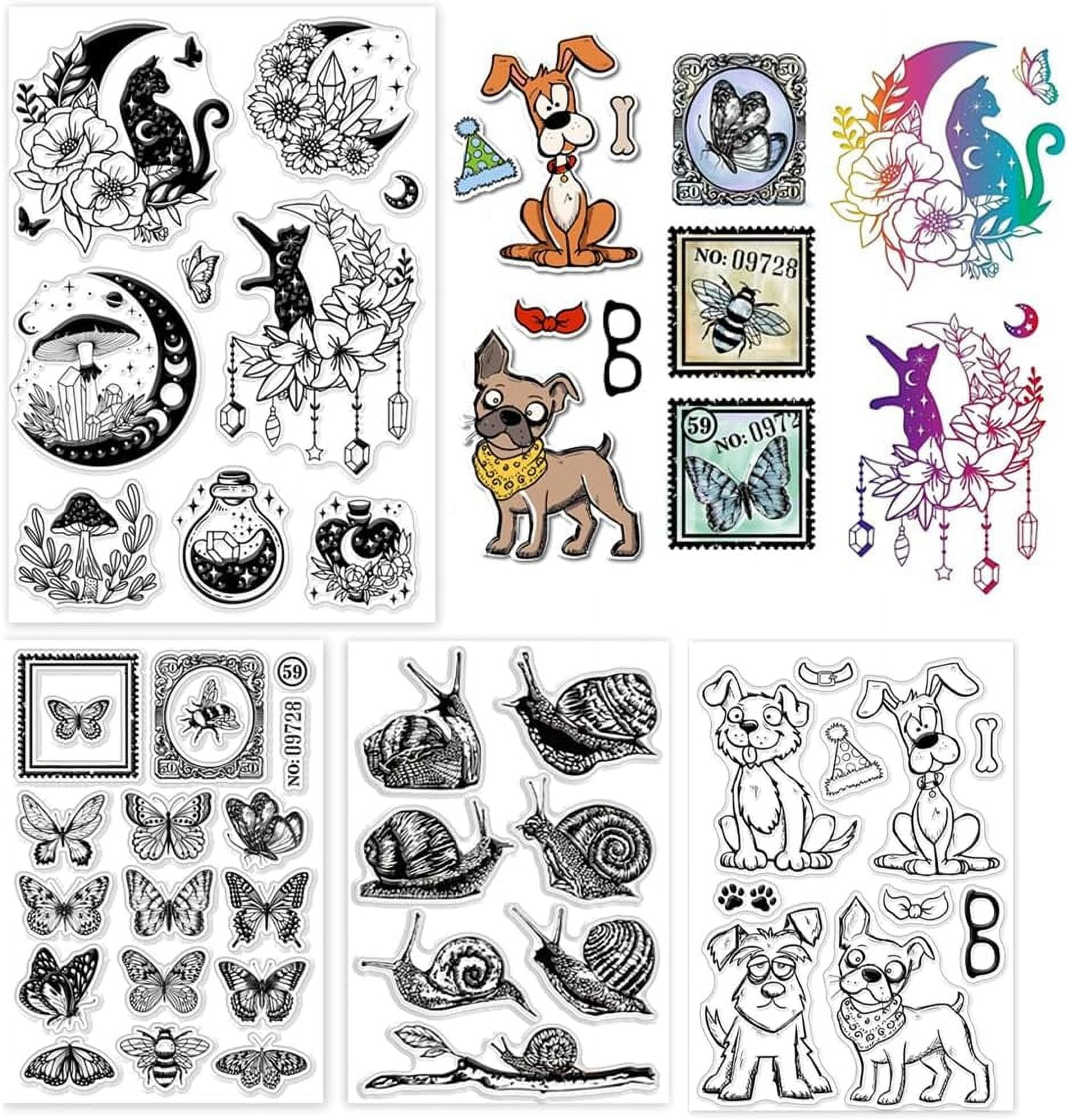 4pcs 4 styles Animal Theme Custom PVC Plastic Clear Stamps for DIY Scrapbooking Photo Album ...