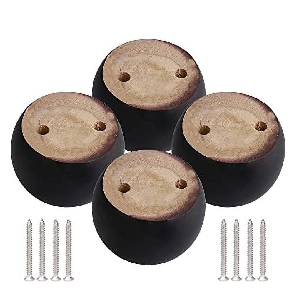 4pcs 40mm Height Eucalyptus Wood Round Bun Furniture Feet Sofa Cabinet ...