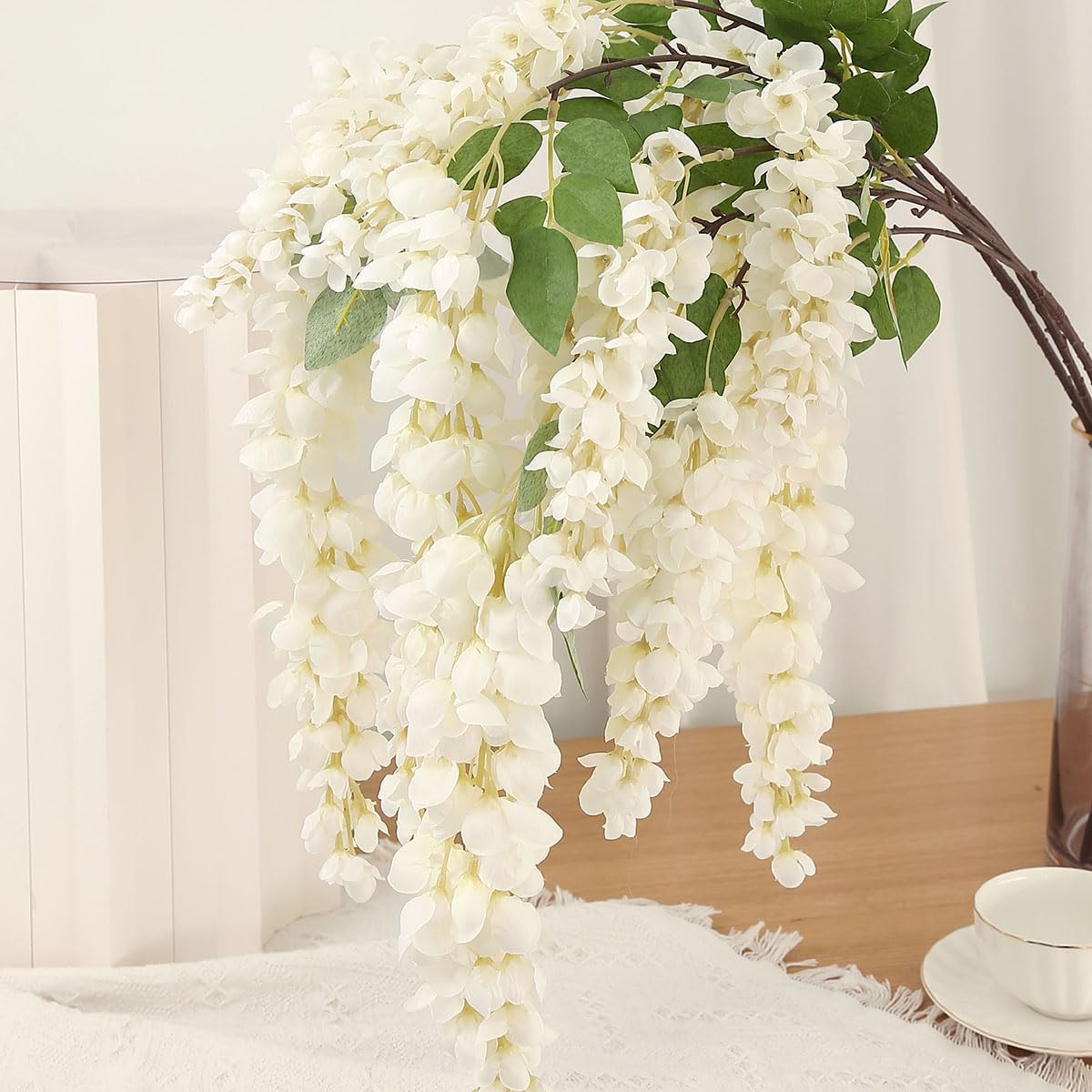 4pcs 47.2-inch Artificial Fake Wisteria Hanging Flower Garland Silk ...