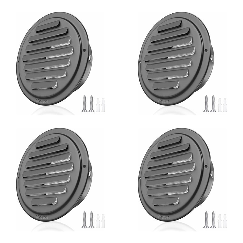 4pcs 4inch 304 Stainless Steel Air Vents, Louvered Grille Cover Vent ...