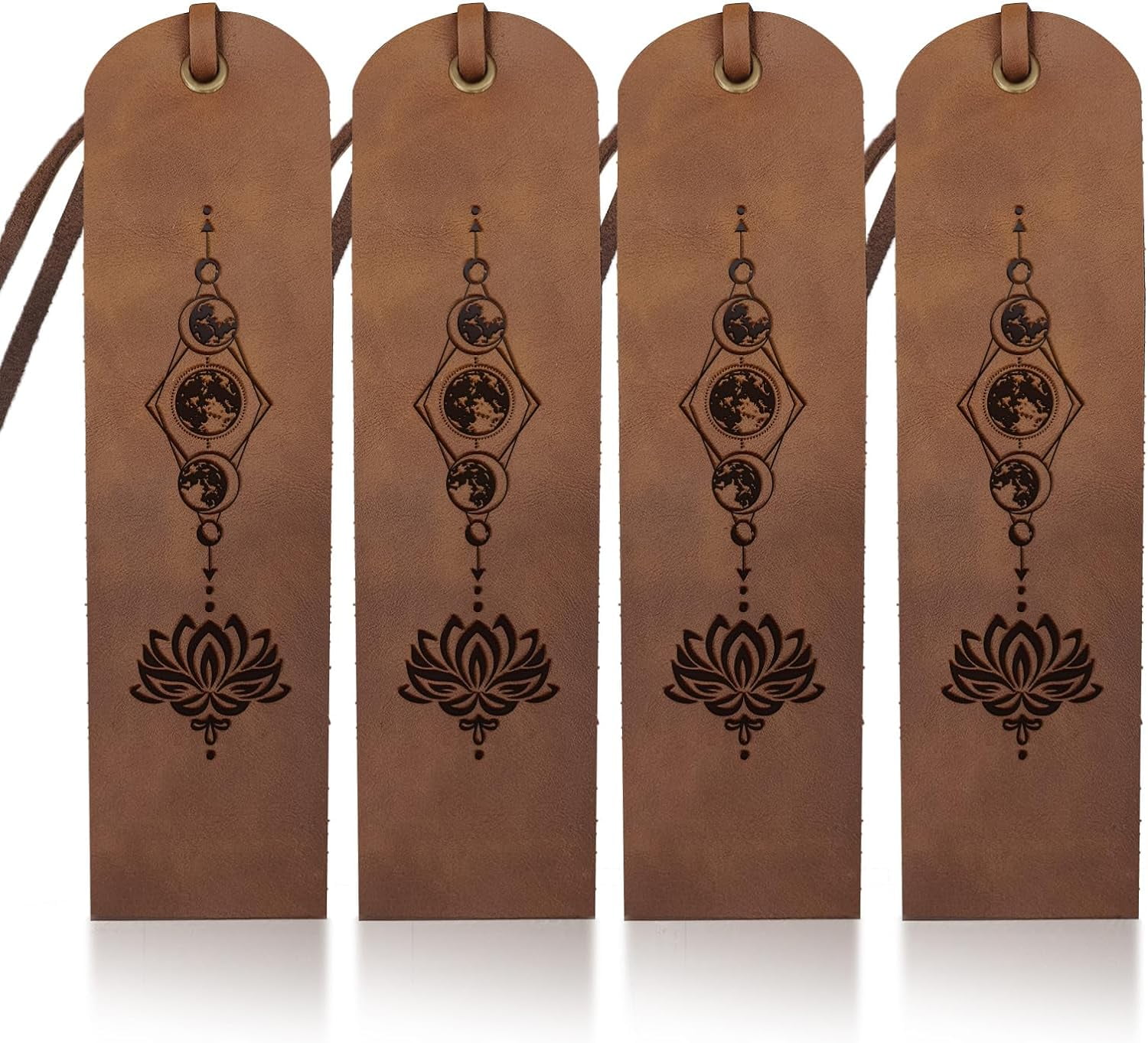 4pcs 4pcs Lotus Moon Phase Leather Bookmark Mandala Lotus Flower ...