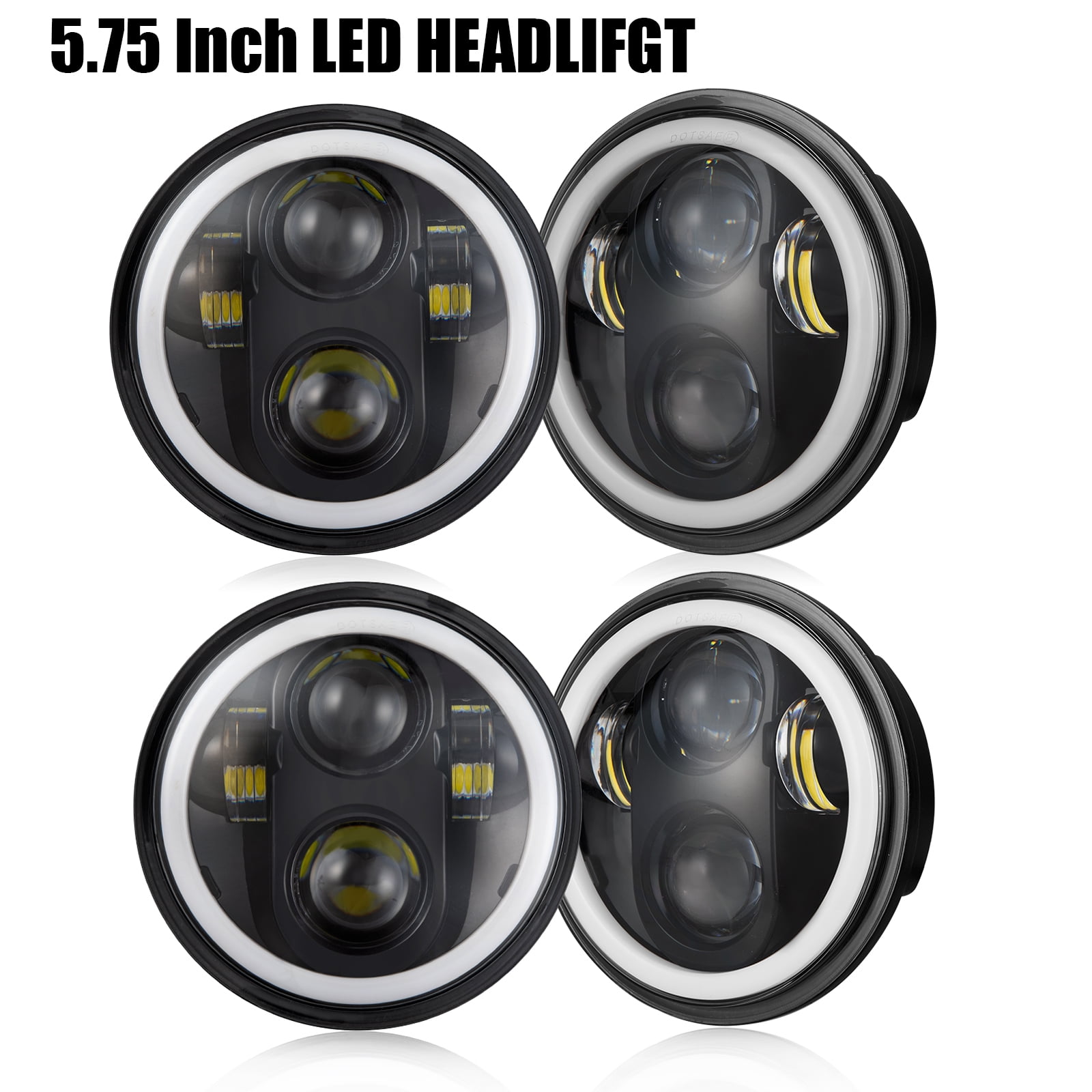 4pcs 5 3/4" 5.75 LED Headlights with High Low Beam Amber turn signal ...
