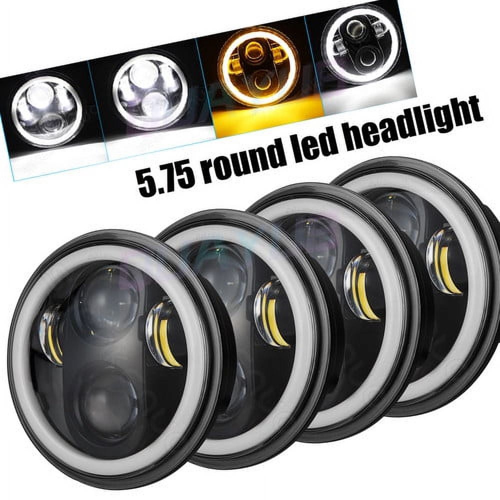 4pcs 5.75" 5-3/4" inch Round Hi/Lo Beam Led Headlights Amber DRL Turn ...