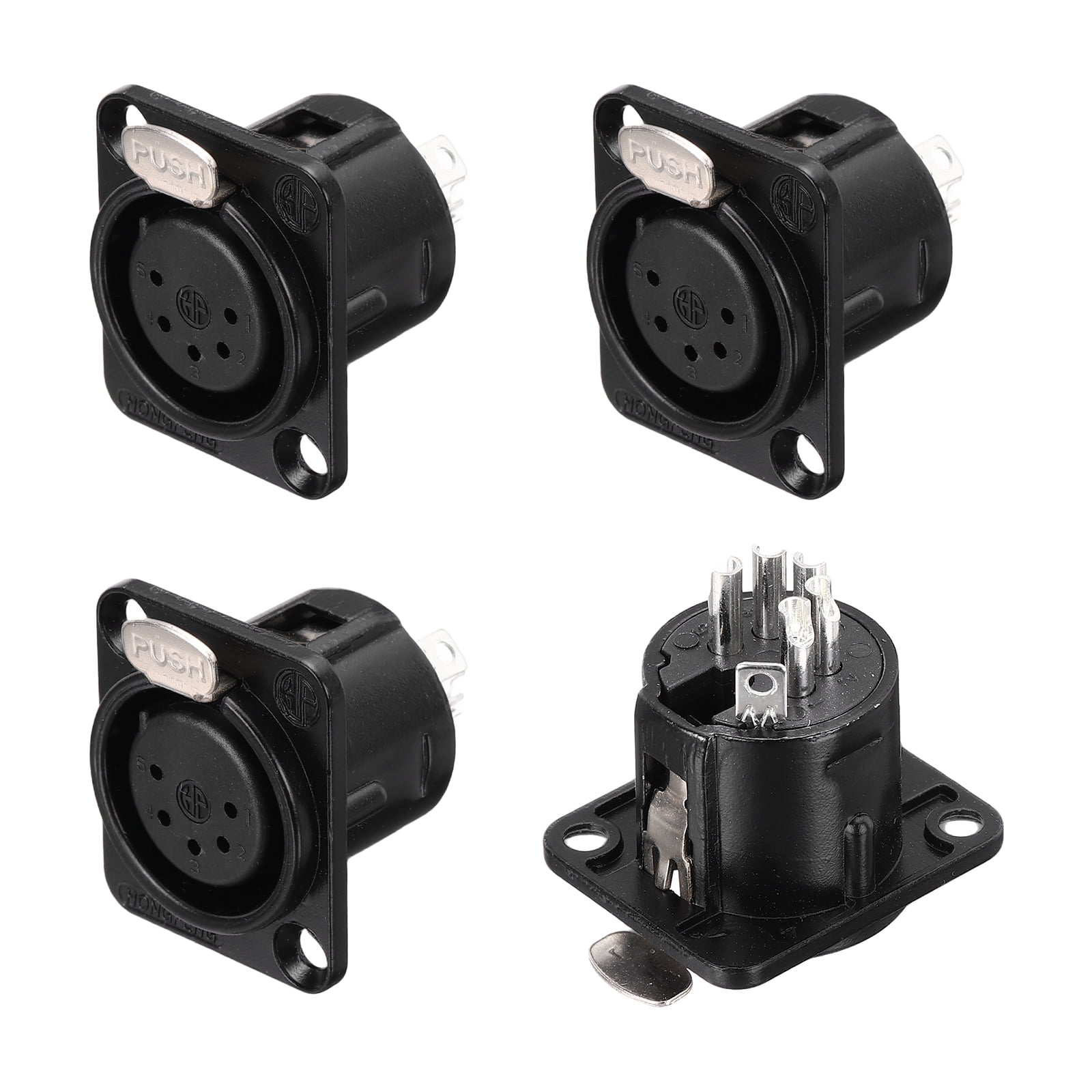 4pcs 5 Pin XLR Female Jack Socket, Microphone Adapter Audio Panel Mount ...