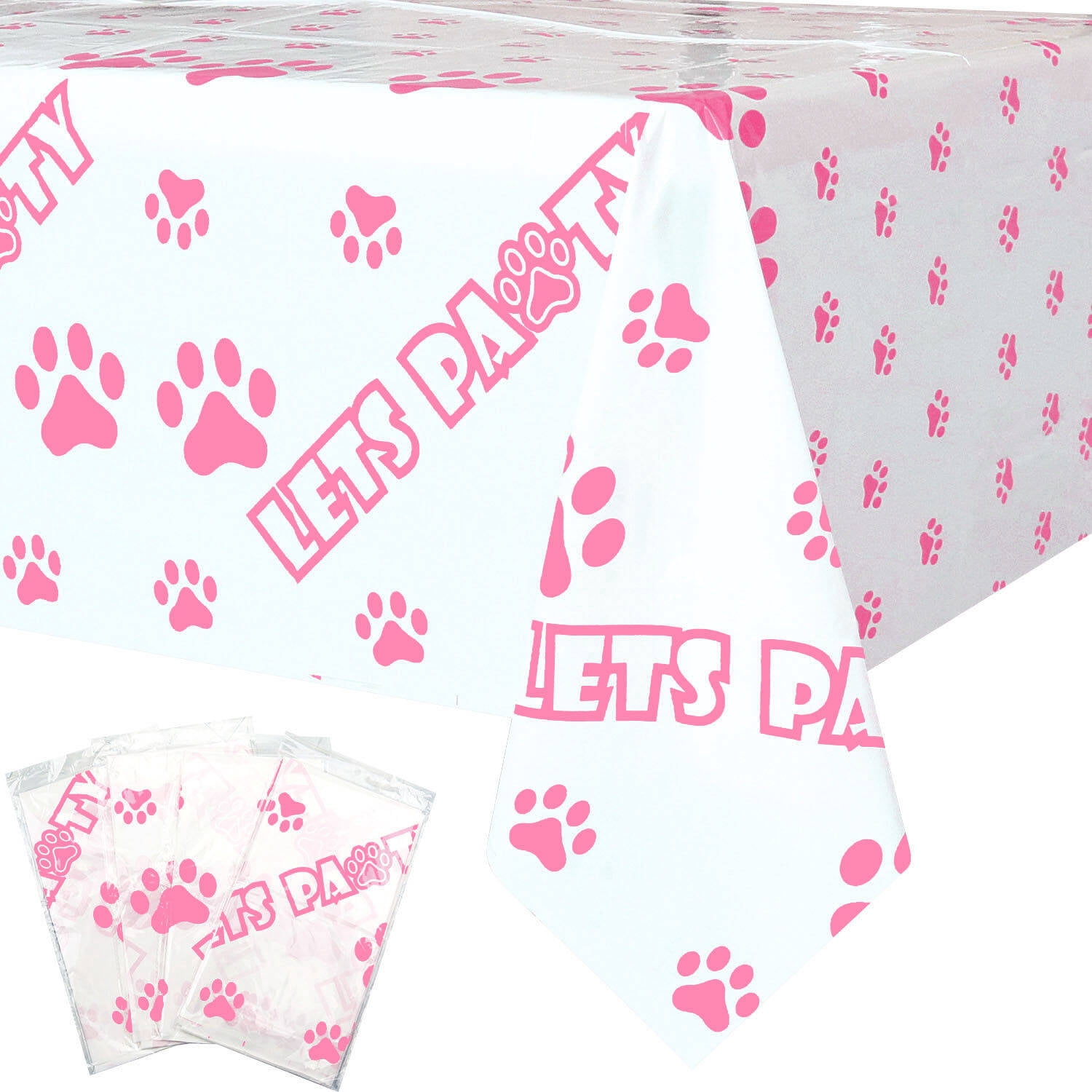 4pcs 51.2x86.6in Puppy Dog Pet Paw Print Disposable Plastic Tablecloth ...